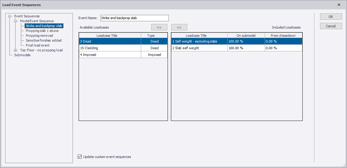 Load Event Sequences dialog | Tekla User Assistance