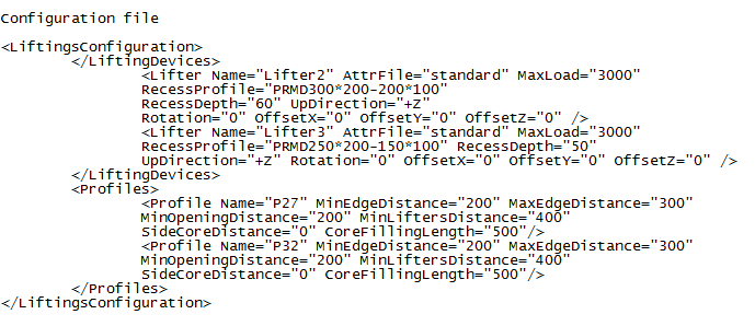 Hollow Core Lifting Loops: Configuration file tab | Tekla User Assistance