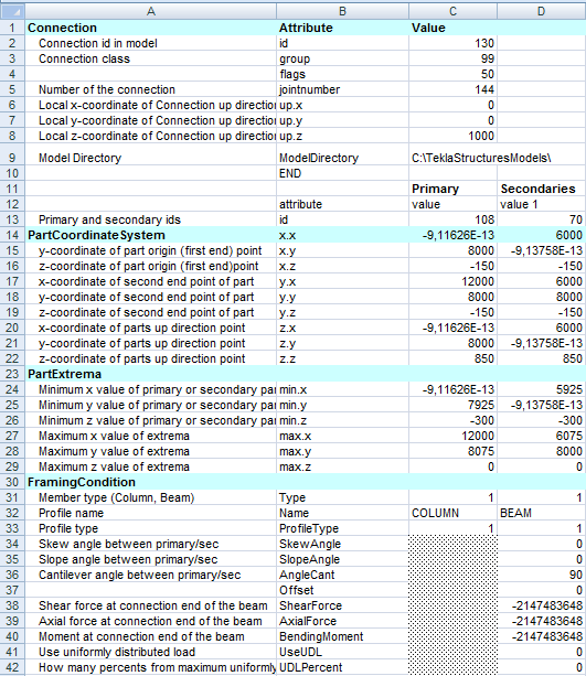 Excel spreadsheets in connection design | Tekla User Assistance