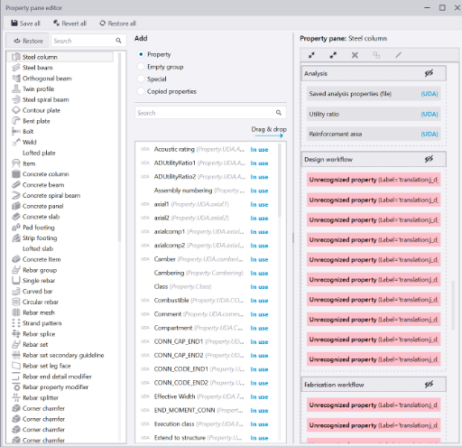 Administrators Release Notes Uda Handling In The Property Pane Tekla User Assistance