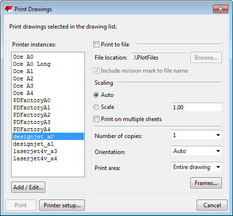 Printing settings in Print Drawings dialog box (old printing) | Tekla User Assistance