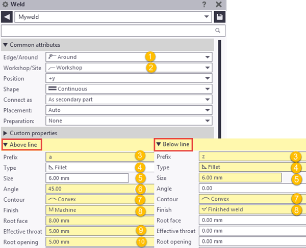 Welds in drawings | Tekla User Assistance
