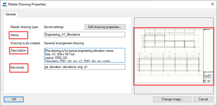 Modify master drawing properties | Tekla User Assistance