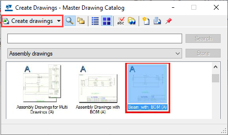 Create single-part, assembly and cast unit drawings using saved settings in Master drawing ...