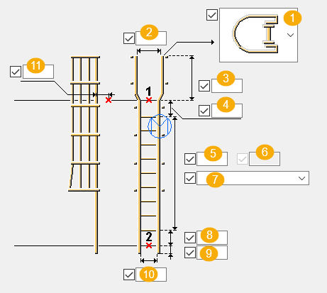 Cage ladder (S60) | Tekla User Assistance