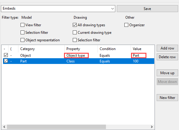 Create a drawing view filter for view-level dimensioning | Tekla User ...