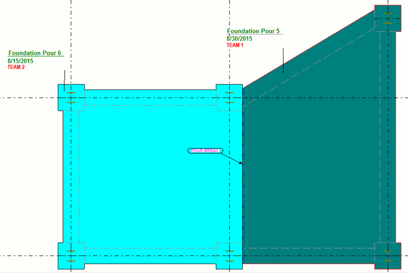 Show pours in drawings | Tekla User Assistance
