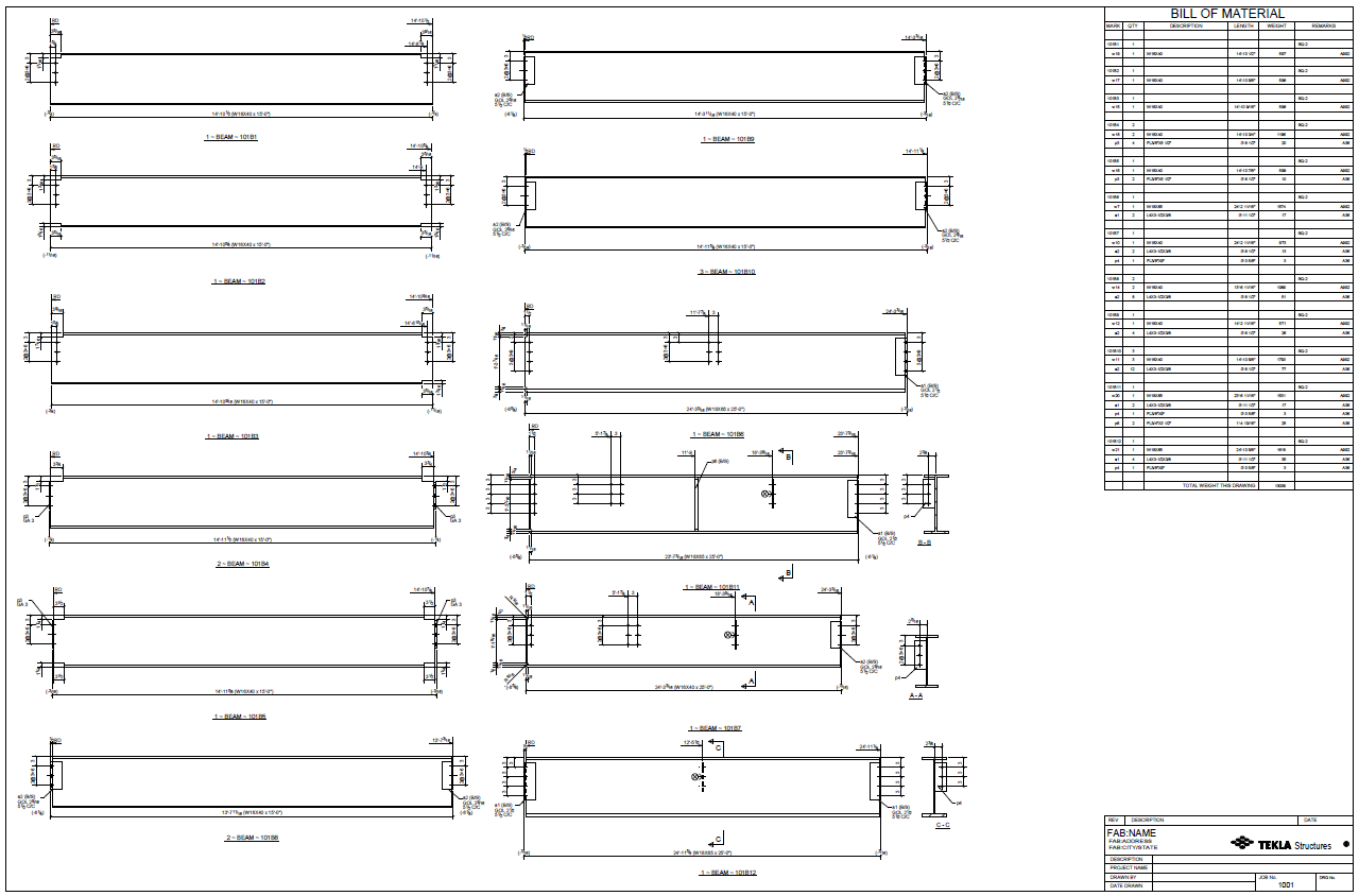 Examples of multidrawings | Tekla User Assistance