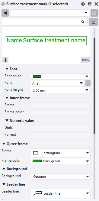 Add and modify surface treatment marks in drawings | Tekla User Assistance