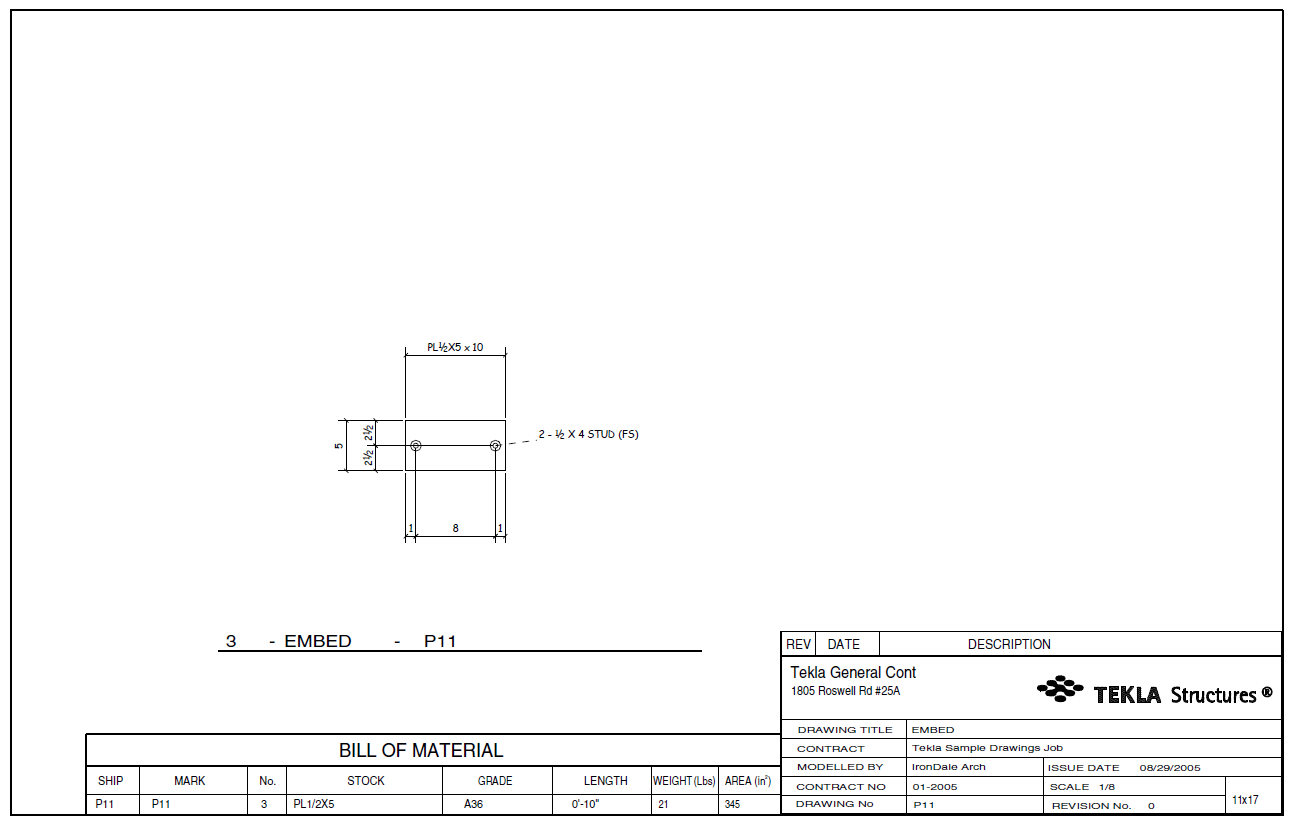 Examples of single-part drawings | Trimble User Assistance