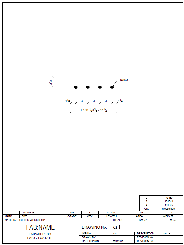 Examples of single-part drawings | Trimble User Assistance
