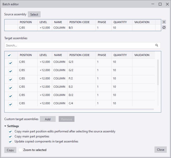 Batch editing of assemblies or cast units | Tekla User Assistance