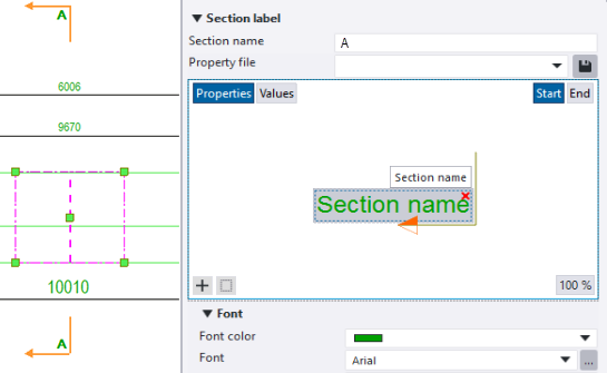 Add and modify section marks in drawings | Trimble User Assistance