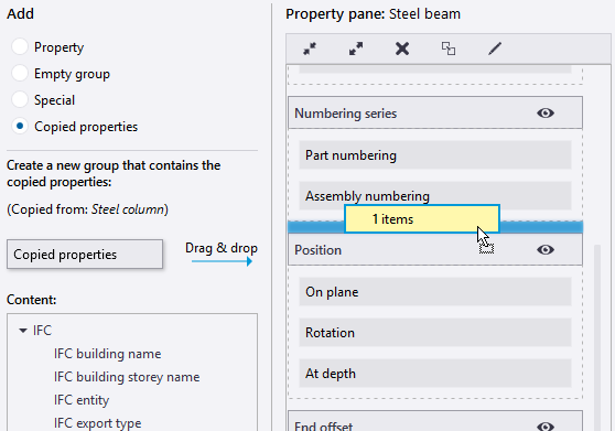 Customize the property pane layout | Tekla User Assistance