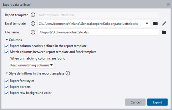 Prepare and create Excel (XLSX) reports | Trimble User Assistance
