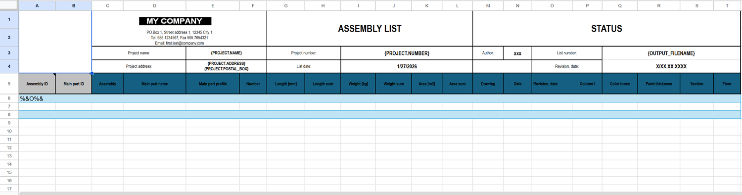 Prepare and create Excel (XLSX) reports | Trimble User Assistance