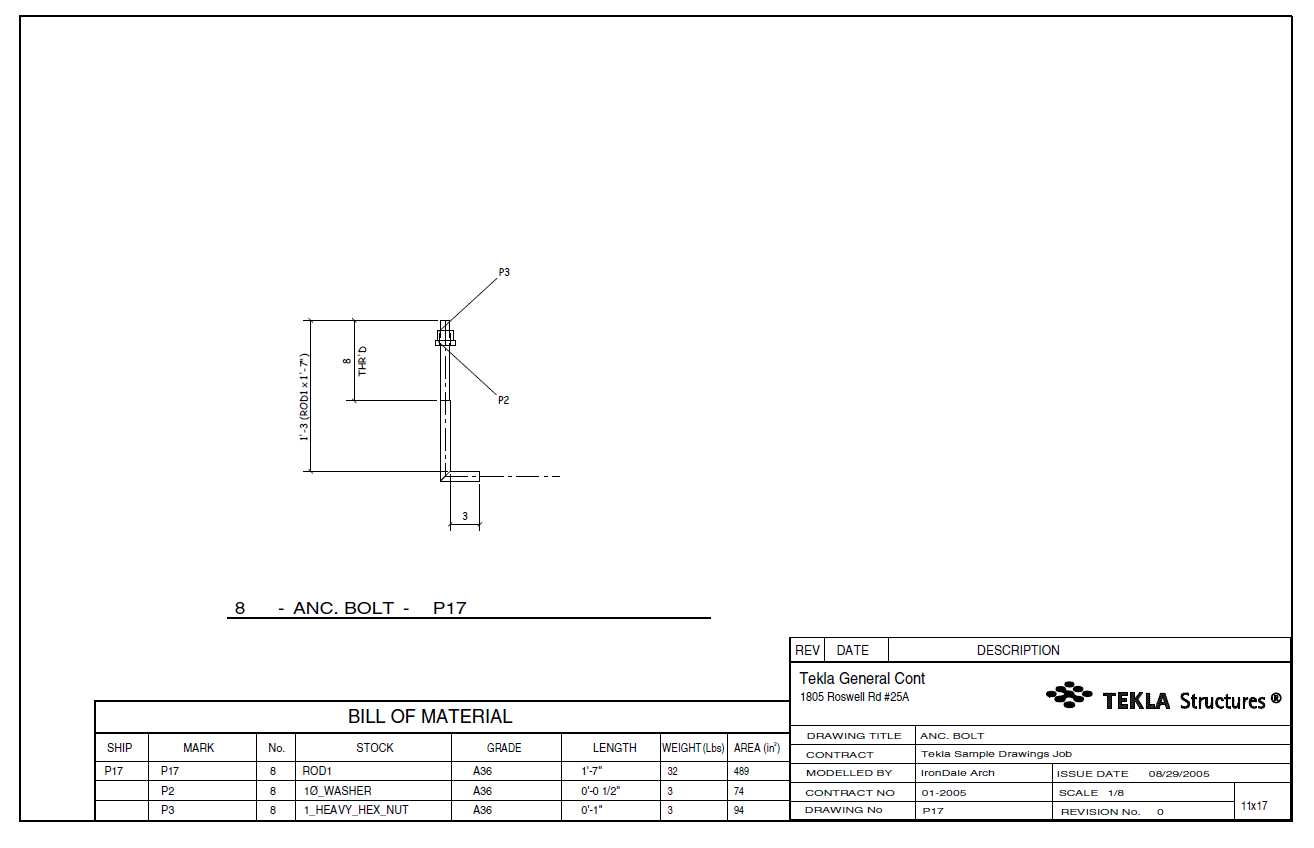 Ejemplos de dibujos de parte | Tekla User Assistance