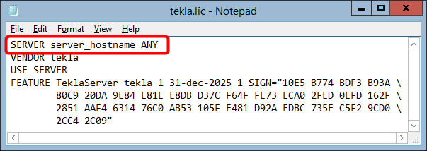 Modificar manualmente el archivo de licencias tekla.lic | Tekla User Assistance