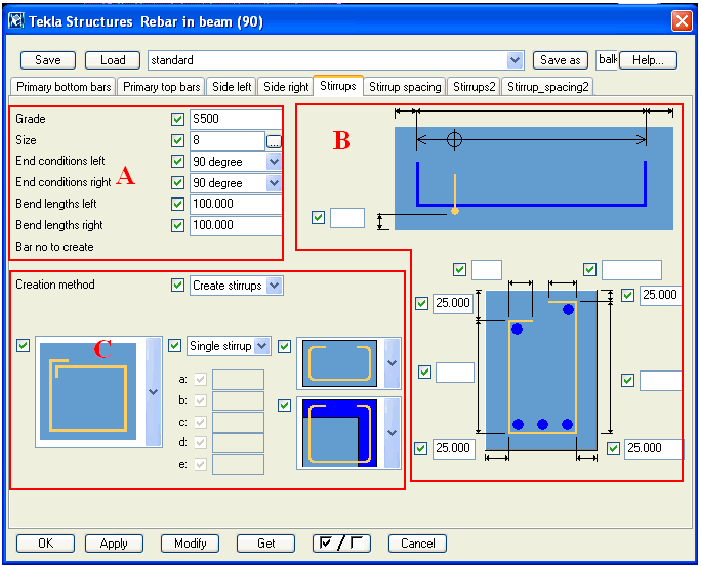Armadura en viga (90) | Tekla User Assistance