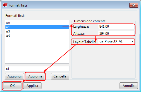 Creazione di un nuovo layout disegno, aggiunta di layout tabella e ...