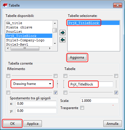 Creazione di un nuovo layout disegno, aggiunta di layout tabella e ...