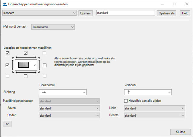 Automatische maatlijnen op aanzichtniveau toevoegen | Tekla User Assistance