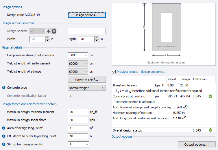 RC beam torsion design (ACI318) | Trimble User Assistance
