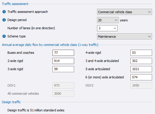 Design traffic assessment (DMRB) | Tekla User Assistance